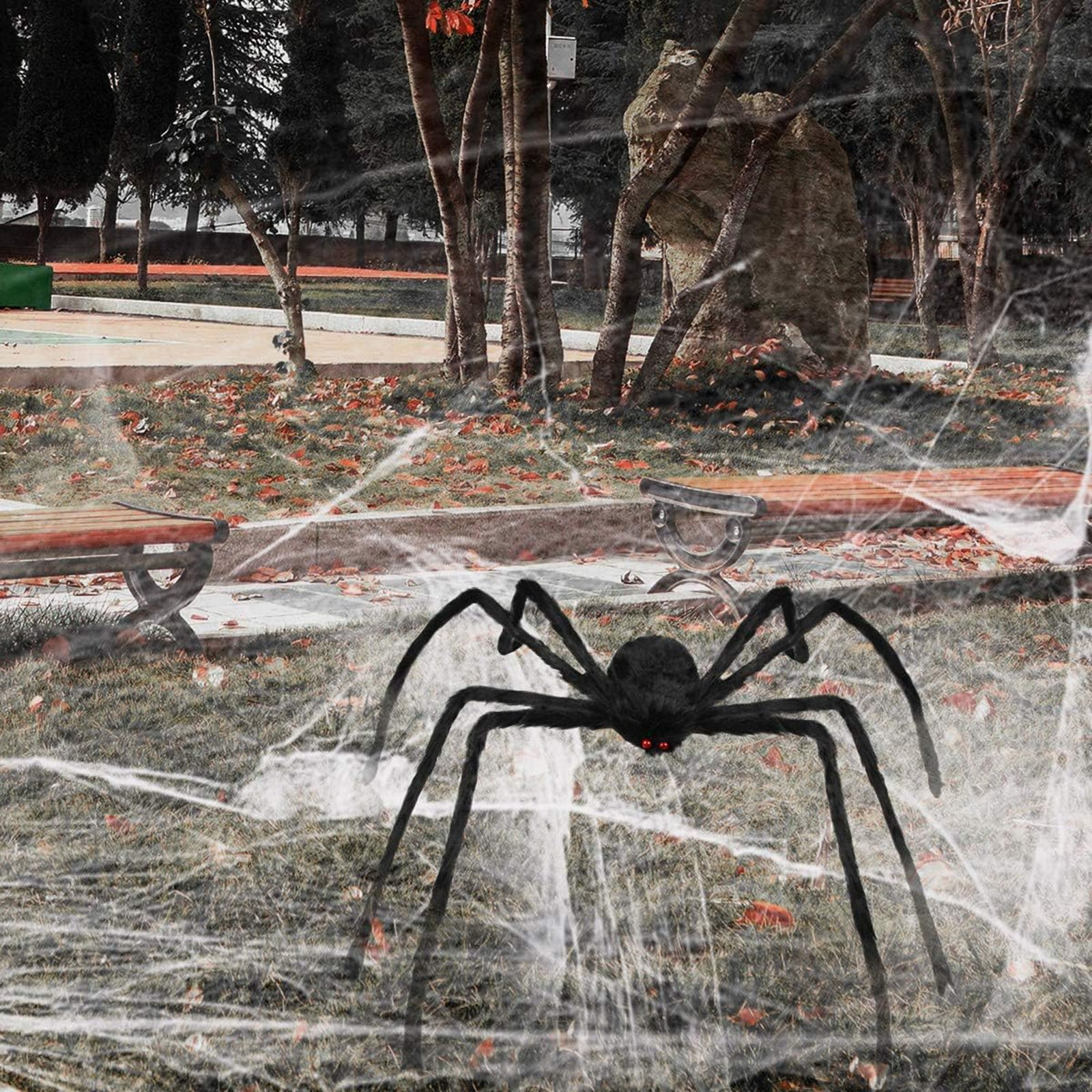 YAZHPA Halloween Giant Spider, 30cm Foldable pider Fake Hairy Spider ...