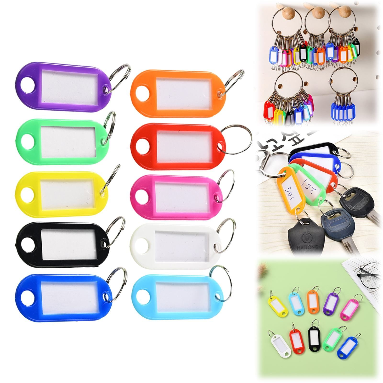 YAZHPA Key Ring Tags - 10 Assorted Colours Key Tags Fobs Plastic ...