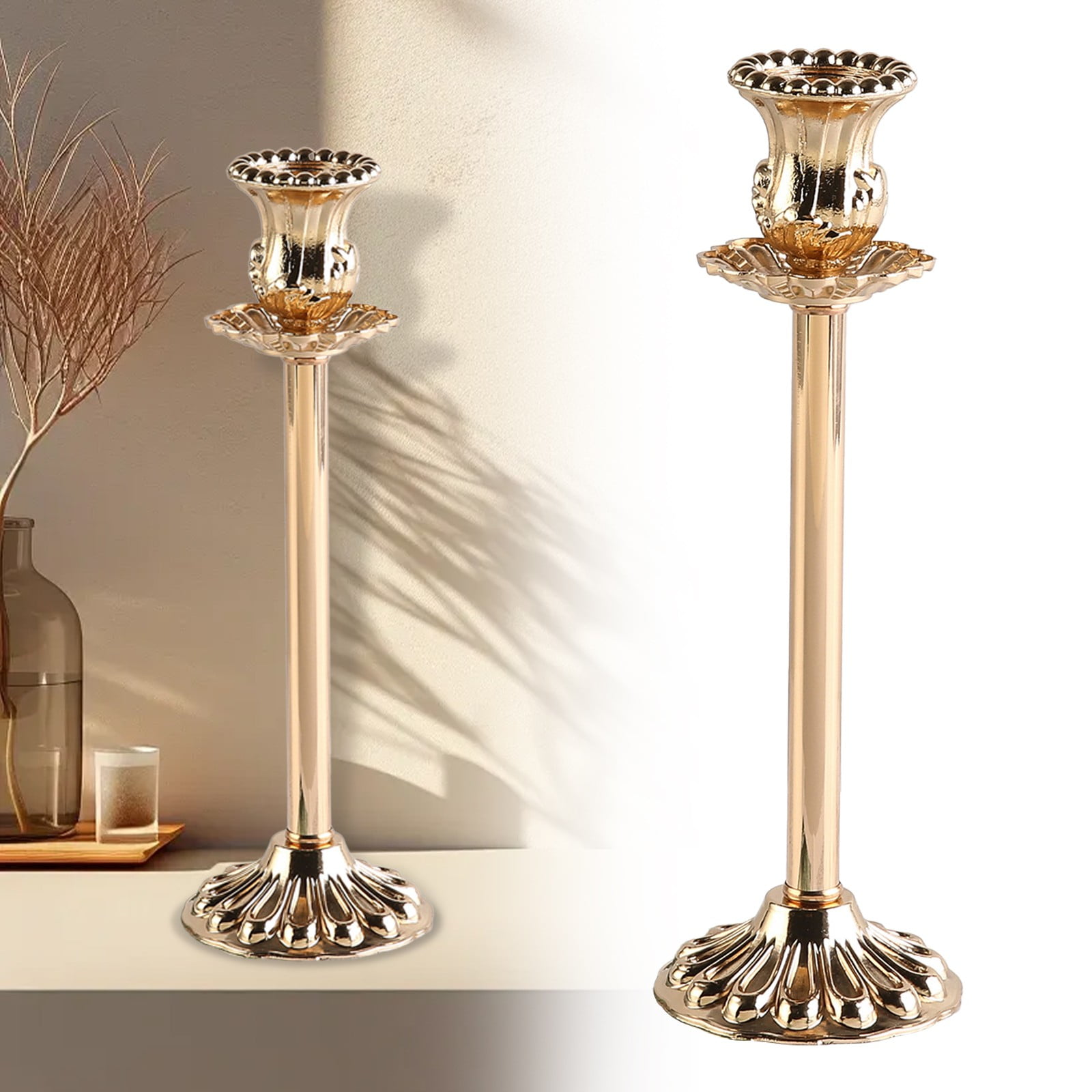 YAZHPA Modern French Decorative Metal Taper Candle Holders Gold ...