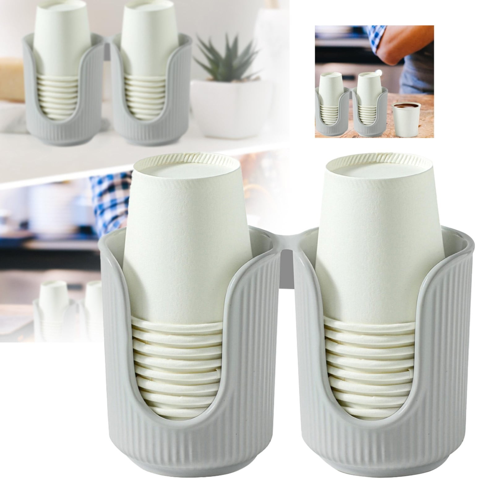 YAZHPA Plastic Bathroom Cup Dispenser with Vertical Stripes Paper Cup ...
