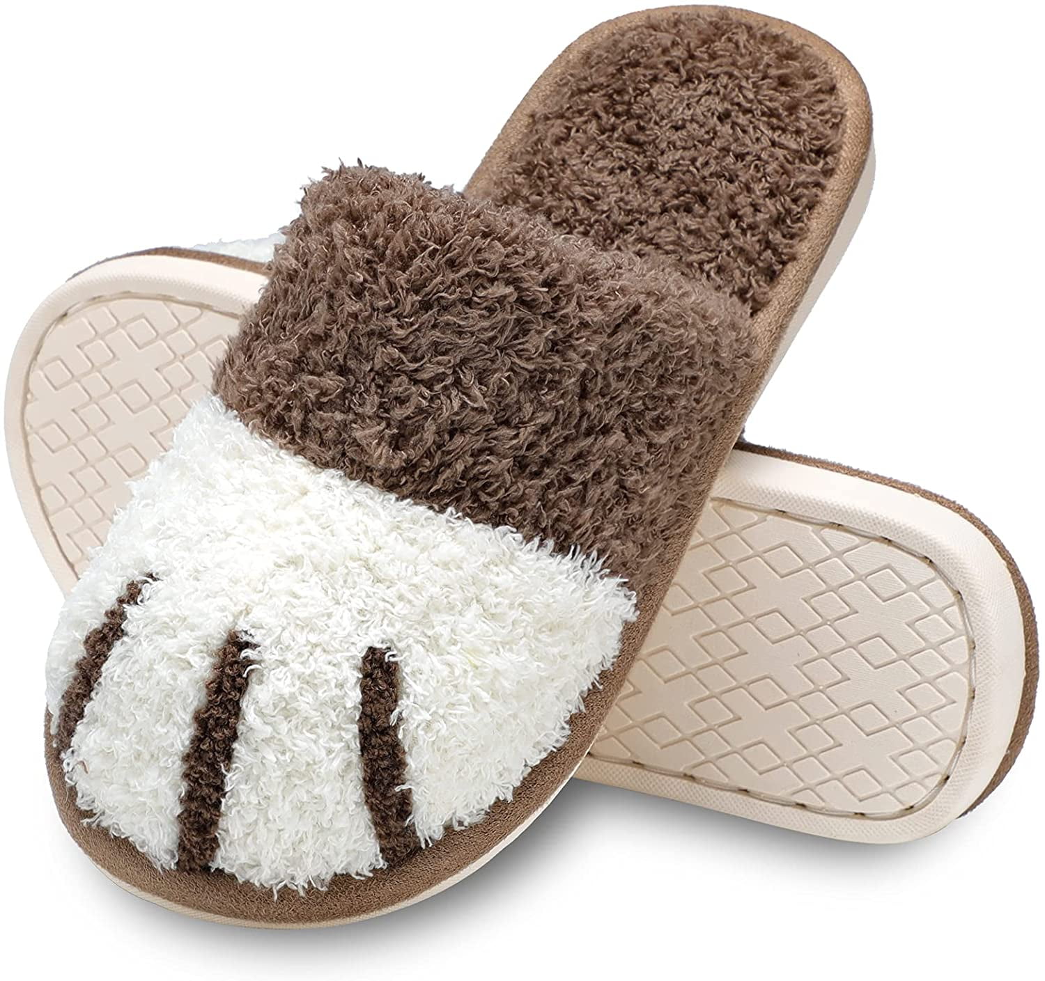 YAZI Cute Animal House Slippers for Women, Cozy Memory Foam Mens ...