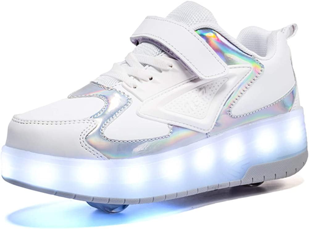 YAZI Kids LED USB Charging Roller Skate Shoes with Wheel Shoes Light up ...