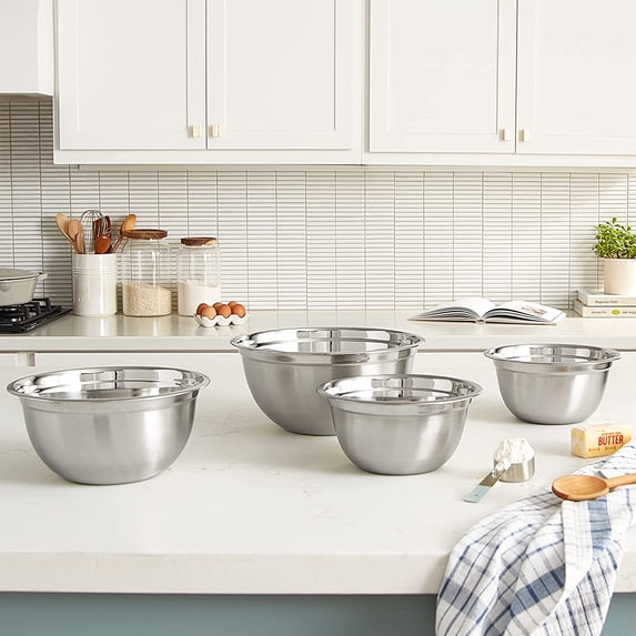 YBM Home Deep Professional Heavy Duty Quality Stainless Steel Mixing Bowls, 3 Quart, 5 Quart, 6. ...