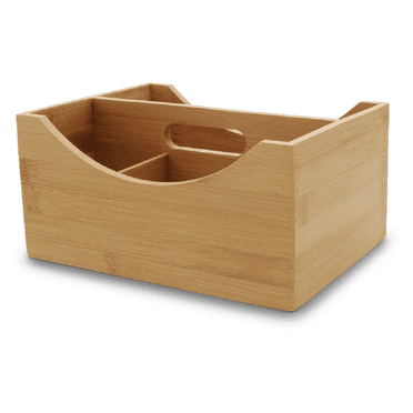 Cortesi Home Kira Natural Bamboo Cutlery Caddy Tabletop Holder with ...