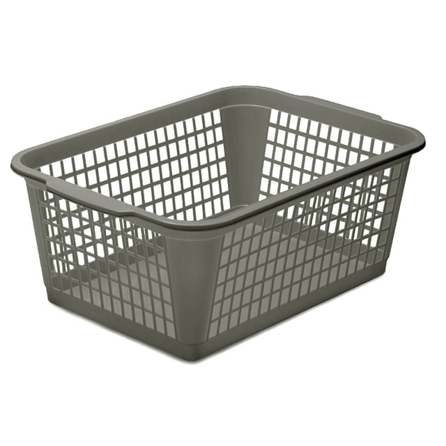 YBM Home Large Plastic Storage Basket Organizer Bin, Gray 15 L x 10 W x ...