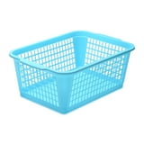 YBM Home Large Plastic Storage Basket with Handle, Blue, 15 x 10 x 6 ...