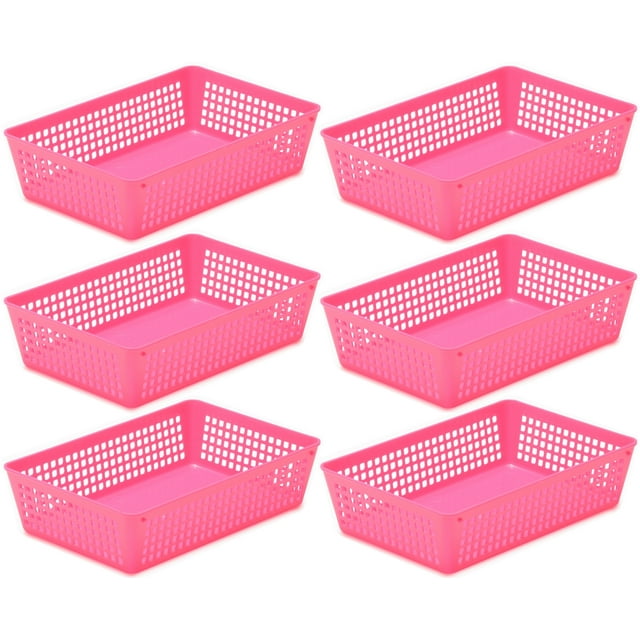 YBM Home Medium Plastic Storage Basket (6 Pack), Pink 9 L x 6 W x 2.25 ...