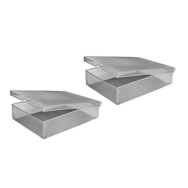 YBM Home Mesh Stainless Steel Box with Hinged Lid for Decorative ...