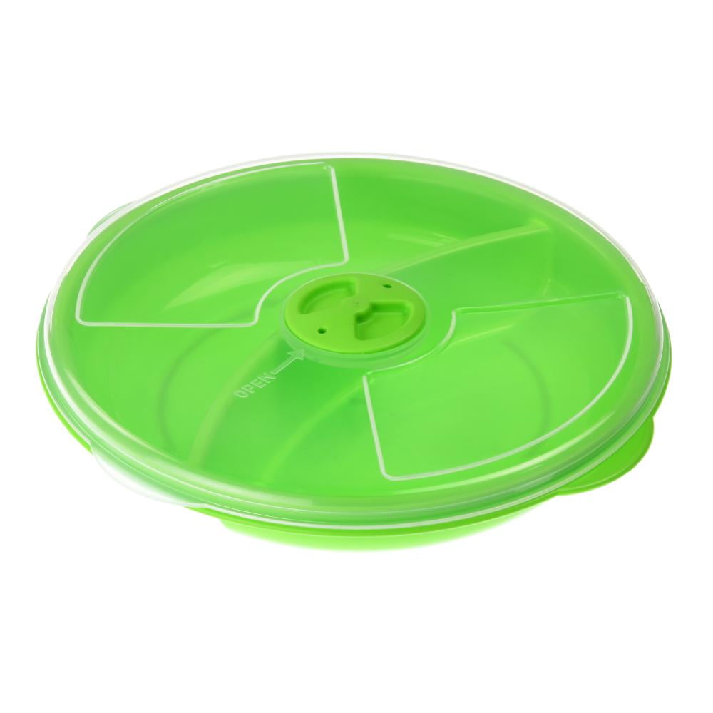 YBM Home Microwave Food Storage Tray with Cover, 2 Section ...