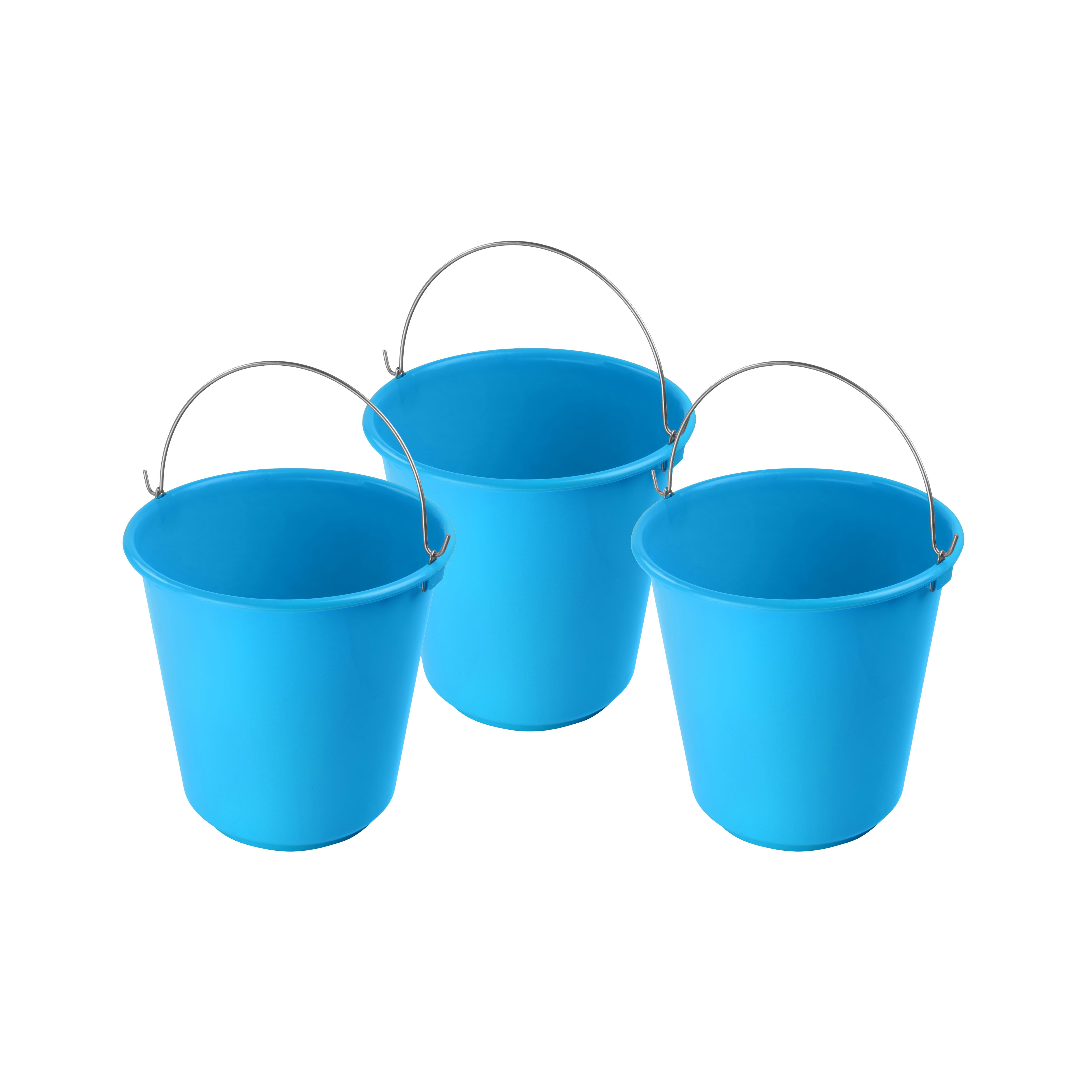 YBM Home Plastic Pail with Handle 11.5 Qt, Light Blue, 39-1229, 3-Pack ...