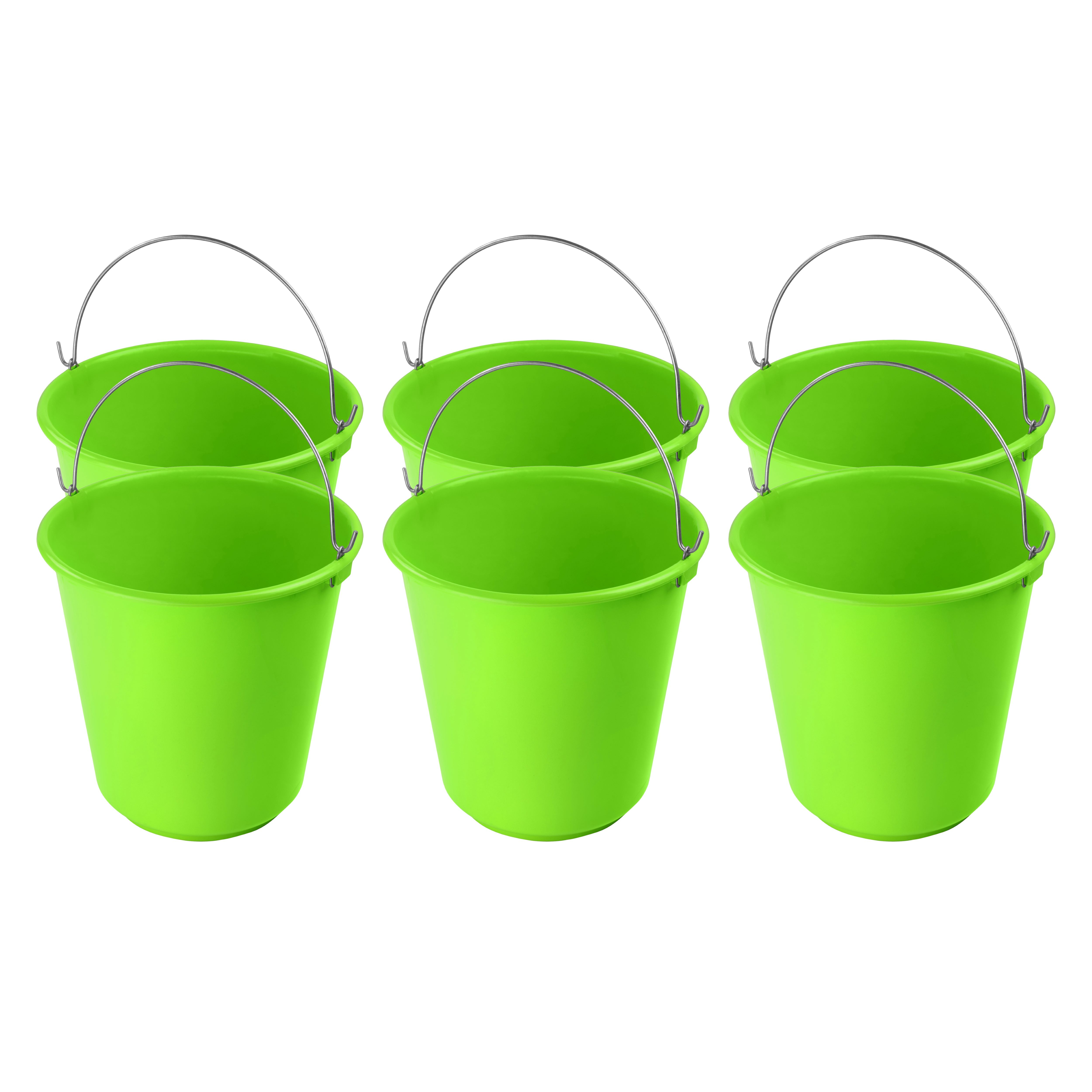 YBM Home Plastic Pail with Handle 11.5 Qt, Light Green, 39-1229, 6 ...