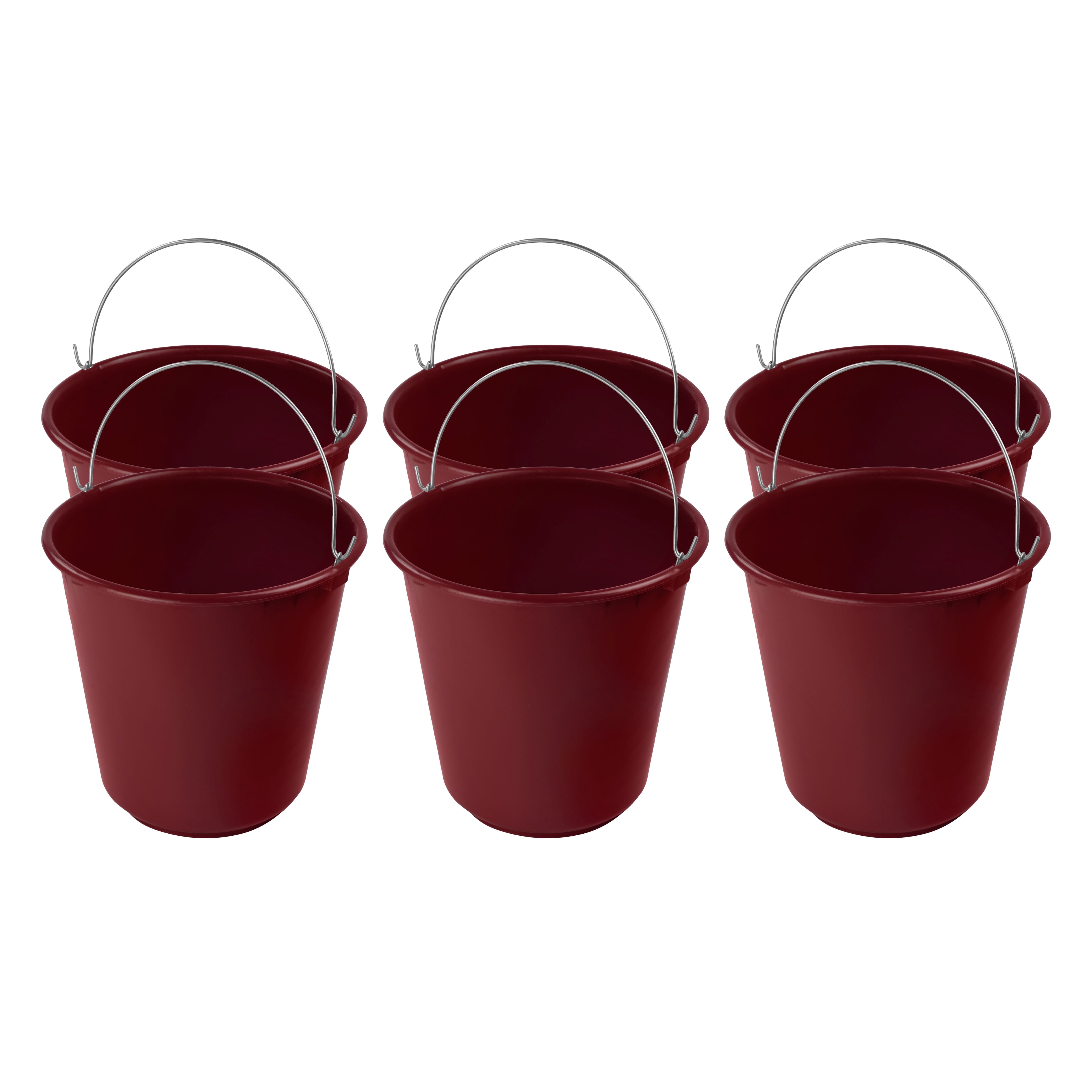 YBM Home Plastic Pail with Handle 11.5 Quart (2.8 Gallon Bucket)-Red ...