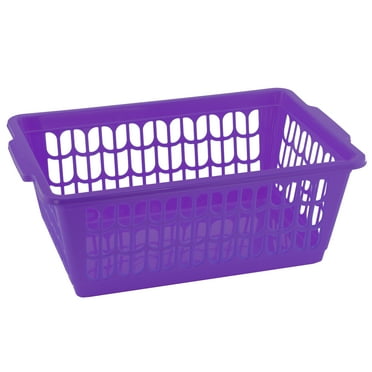 YBM Home Plastic Weave Wicker Storage Baskets with Handles 3 Pack, Blue ...