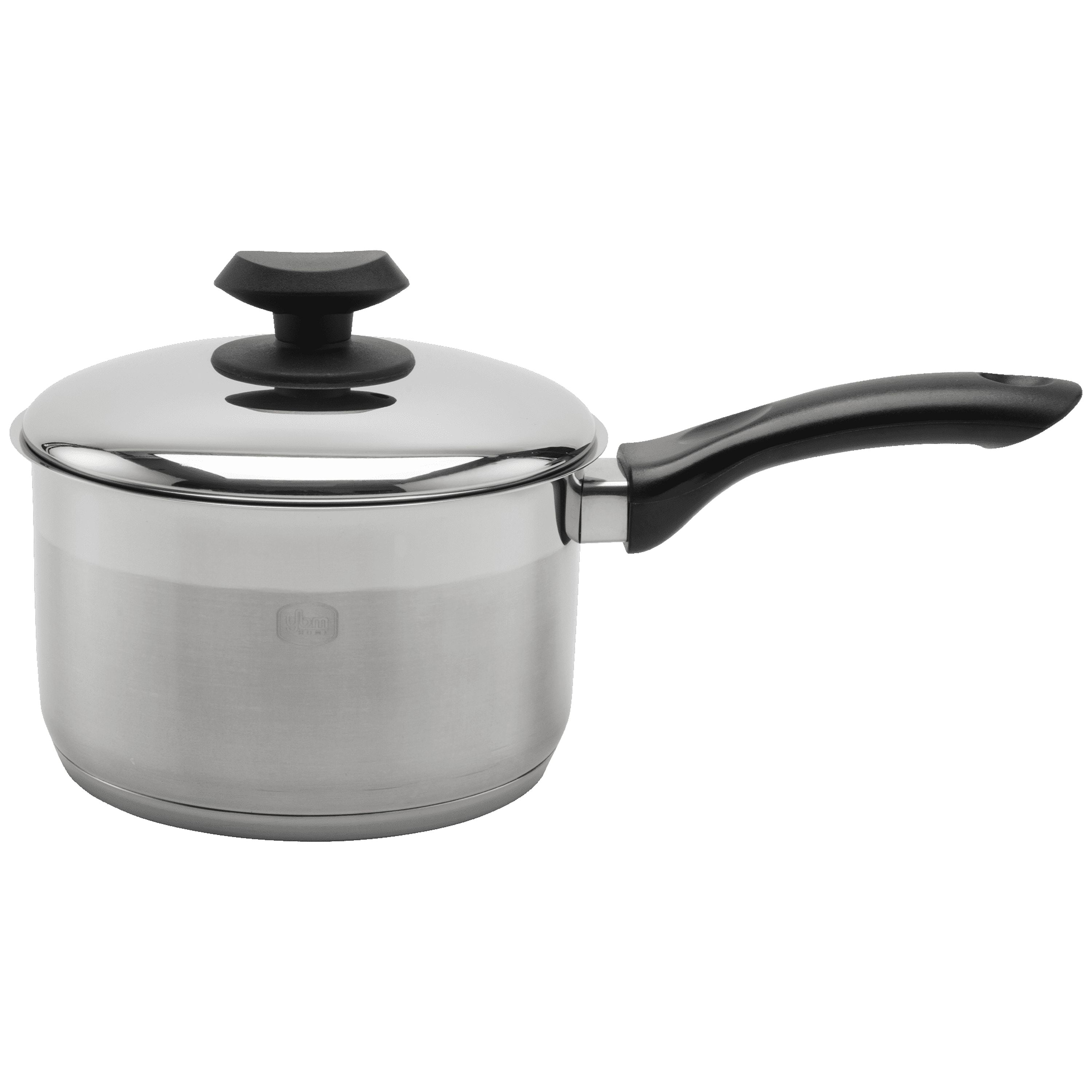 YBM Home Professional Chef’s 18/10 Stainless Steel Sauce Pot Covered Tri-Ply Capsule Base With ...