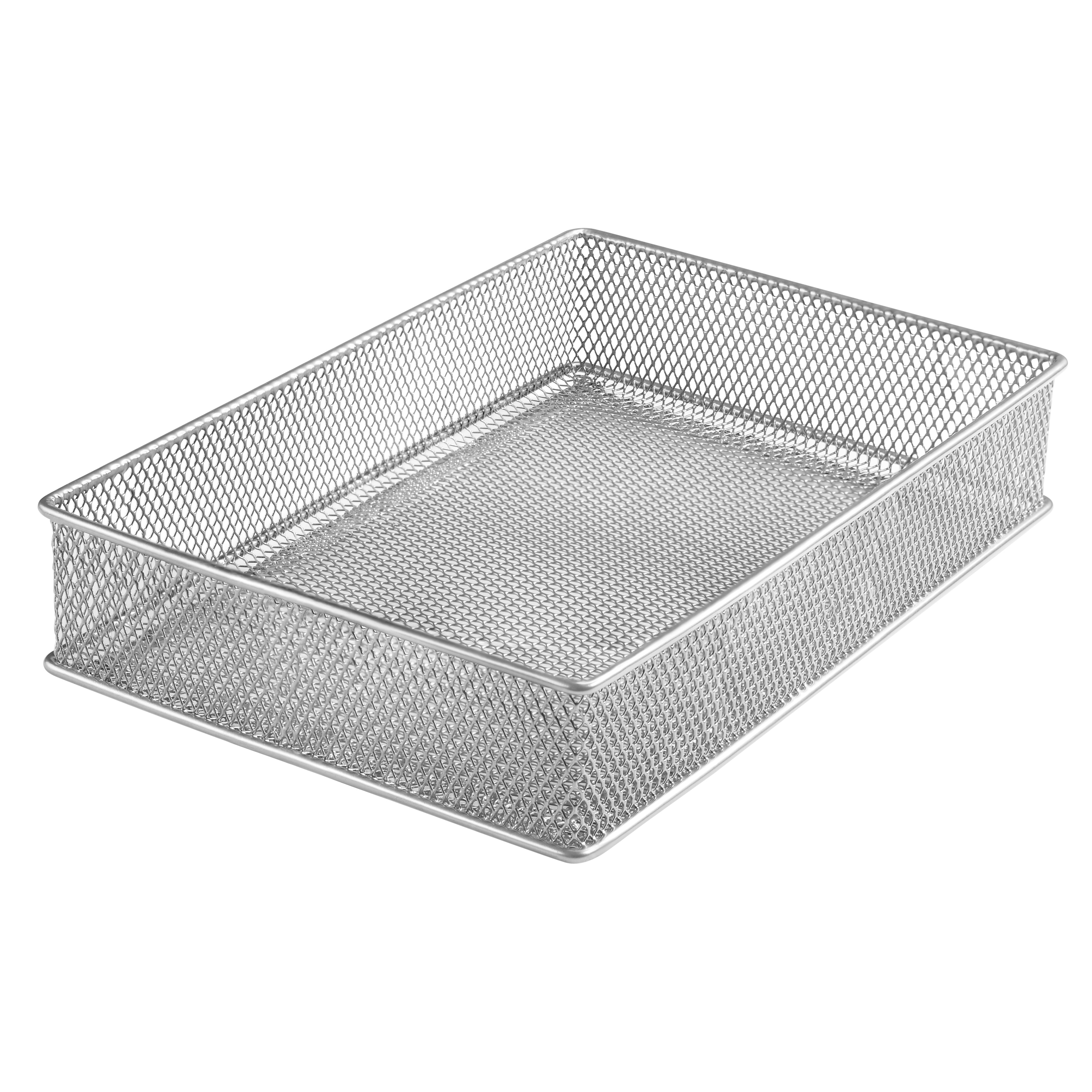 YBM Home Silver Mesh Drawer Organizer Tray, Wire Metal Office ...
