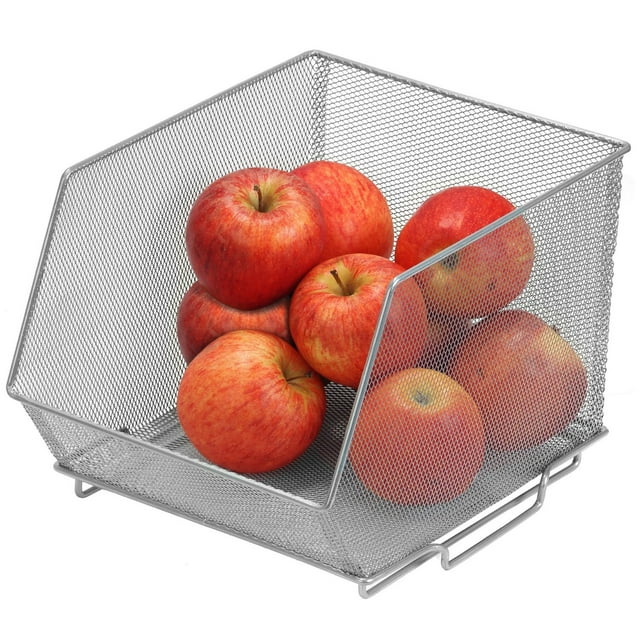 YBM Home Silver Mesh Stacking Bin for Storage, 8.5x10x8 - Walmart.com