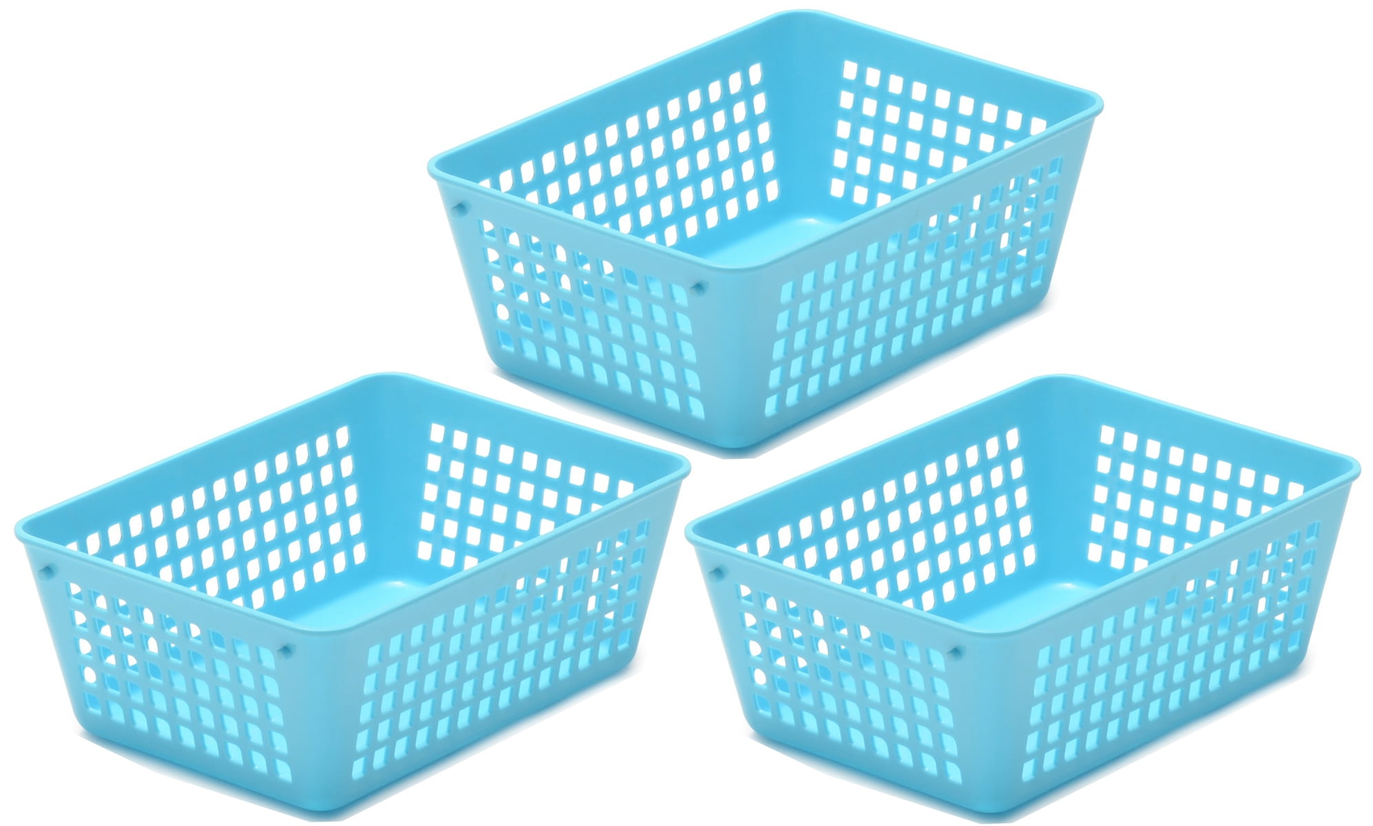 YBM Home Small Plastic Storage Basket (3 Pack), Blue 6 L x 4.5 W x 2.25 ...
