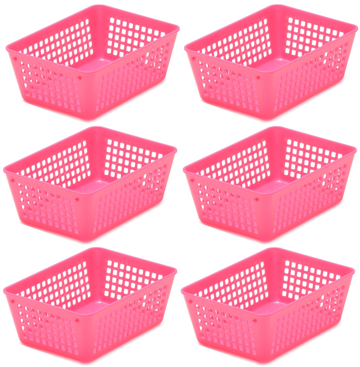 YBM Home Small Plastic Storage Basket (6 Pack), Pink 6 L x 4.5 W x 2.25 ...
