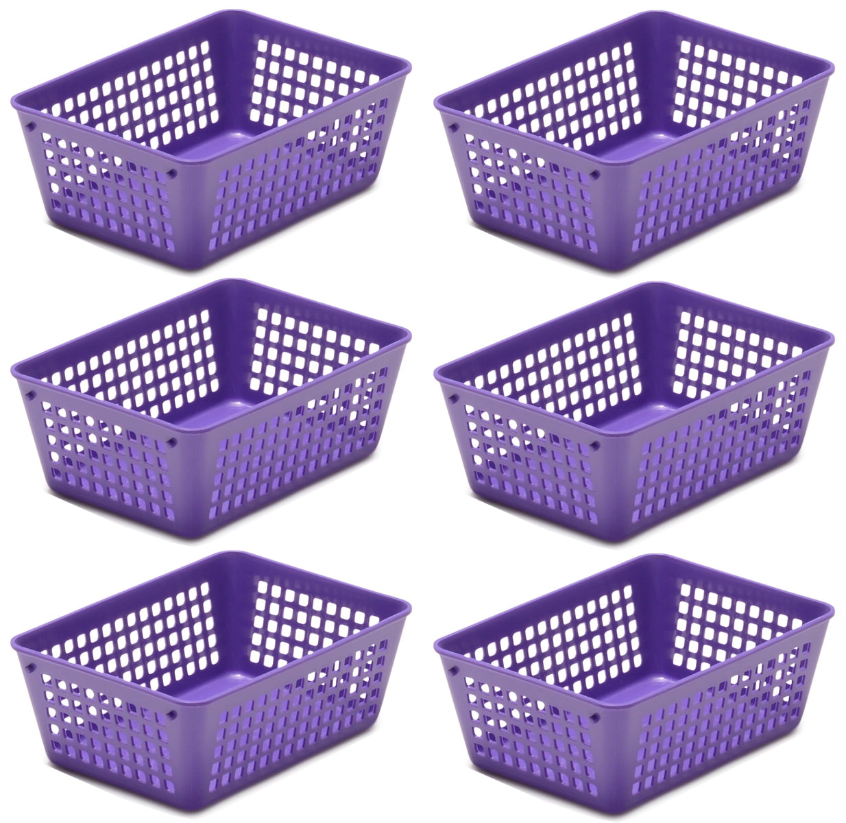 YBM Home Small Plastic Storage Basket (6 Pack), Purple 6 L x 4.5 W x 2. ...