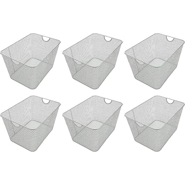 YBM Home Wire Mesh Open Bin Storage Basket for Kitchen Pantry - 6-Pack ...