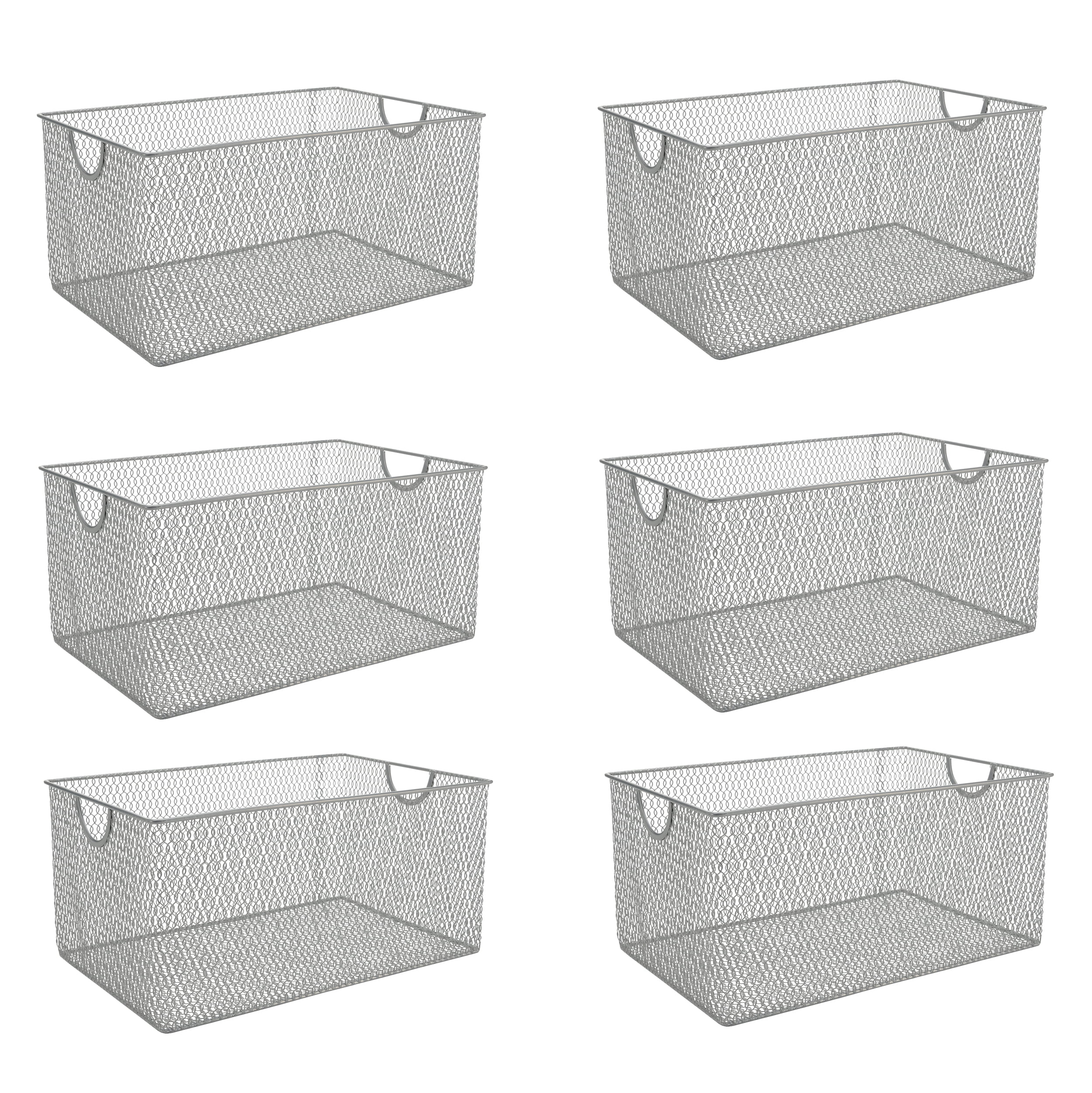 YBM Home Wire Mesh Storage Basket Organizer with Handles 12 x 7.8 x 5.8 ...