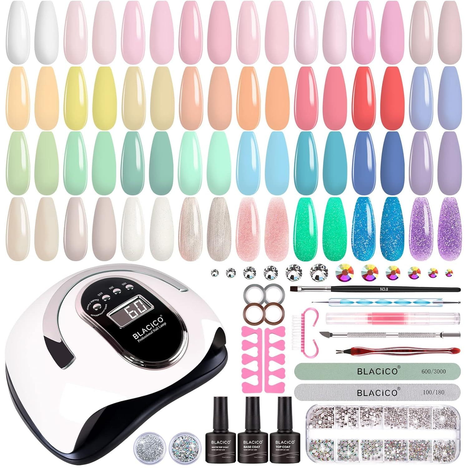 YBQF 32 Colors Gel Nail Polish Kit with UV Light 168W Nail Dryer, No ...