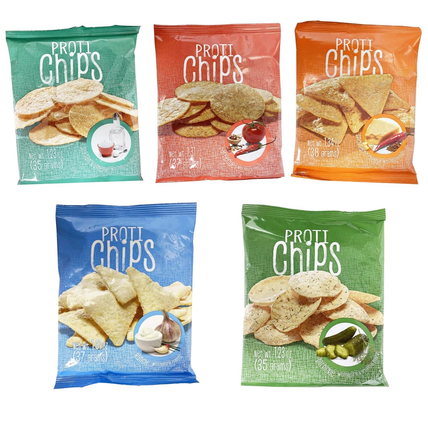 YBQF - 5 Bag Variety Pack High Protein Proti Chips, High Fiber, Low ...