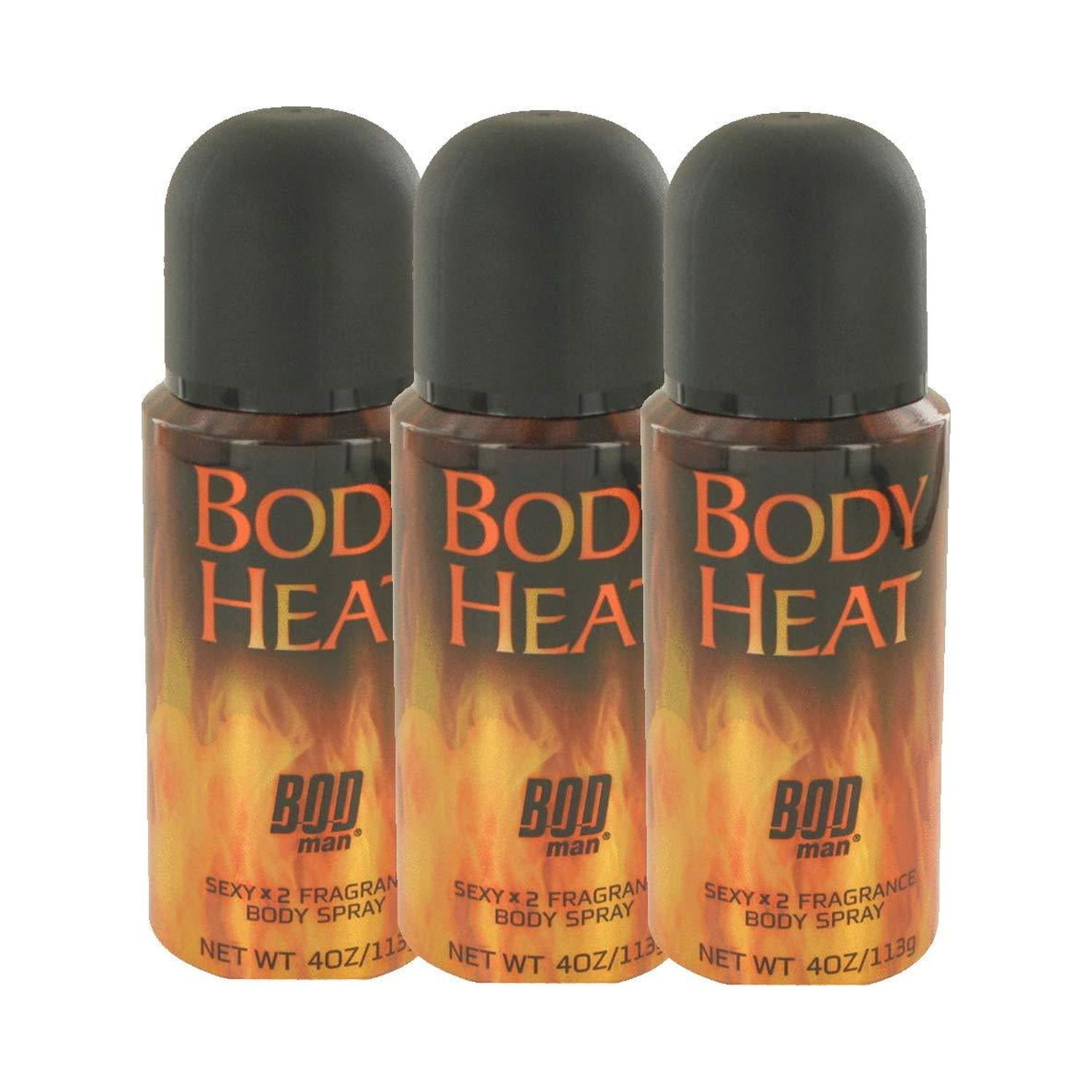 YBQF Bod Man Body Heat Sexy X2 Fragrance Body Spray 4 oz Men (Pack of 3 ...