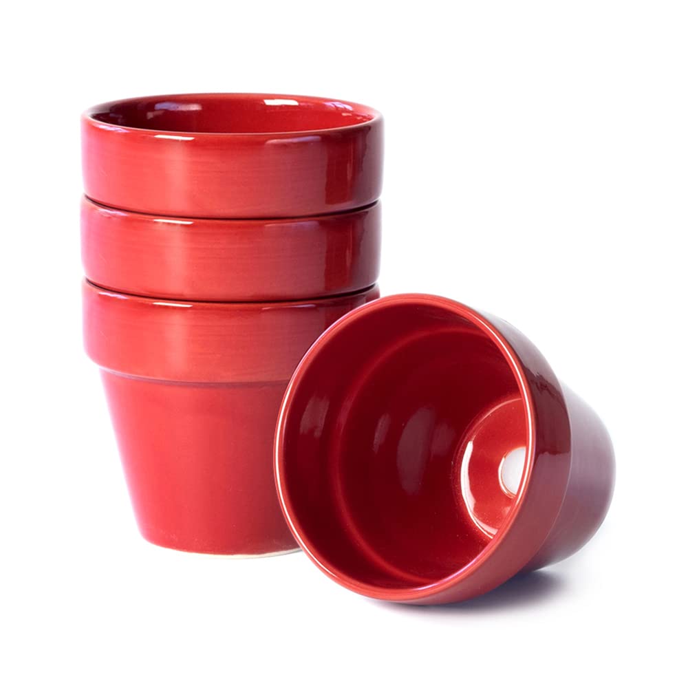 YBX 4-Inch Ceramic Plant Pots Outdoor Garden Planter Round Small Flower ...