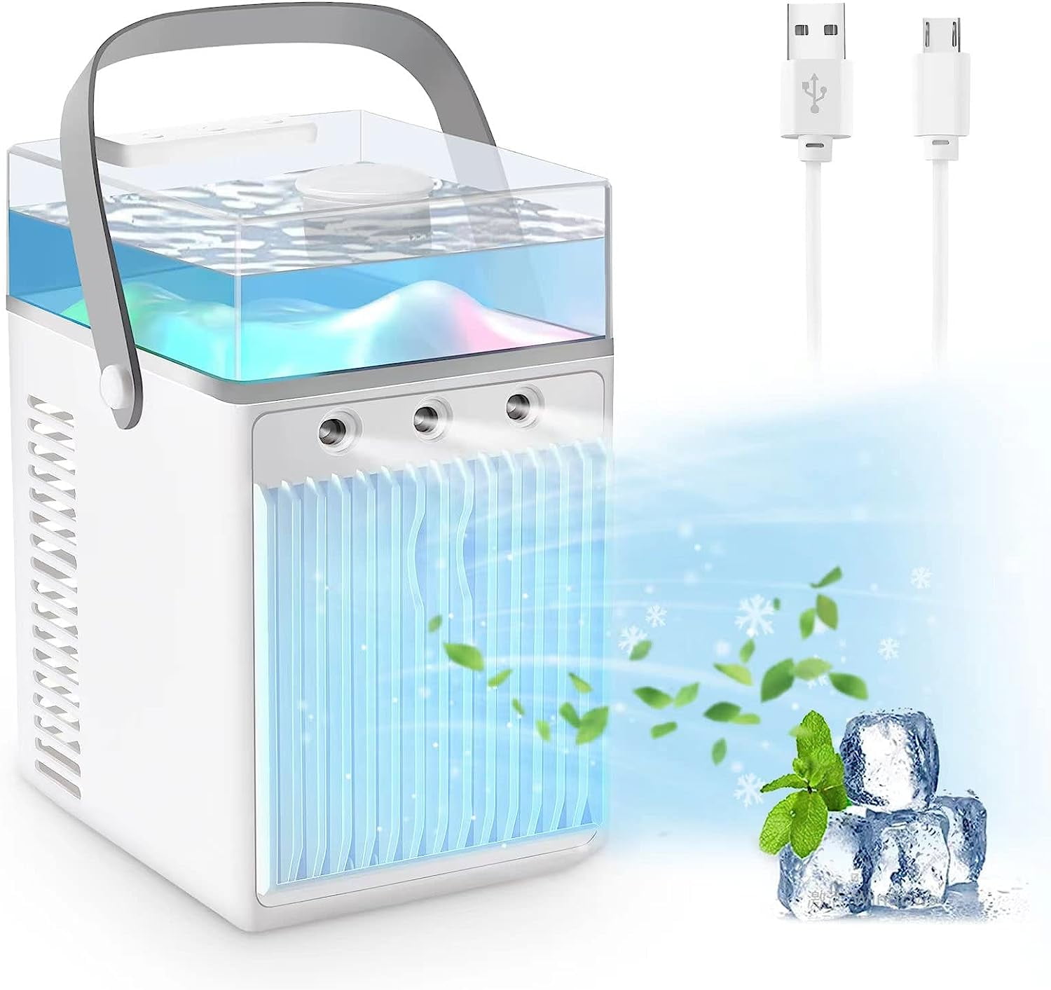 YC 3 Speed Rechargeable 4-in-1 Portable Evaporative Air Cooler, Gray ...