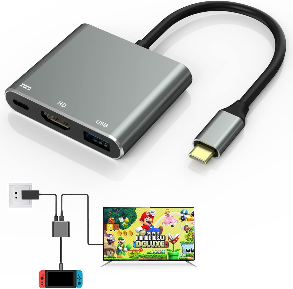 YCC Switch Dock for Nintendo Switch/O, USB C to HDMI Multiport Hub ...