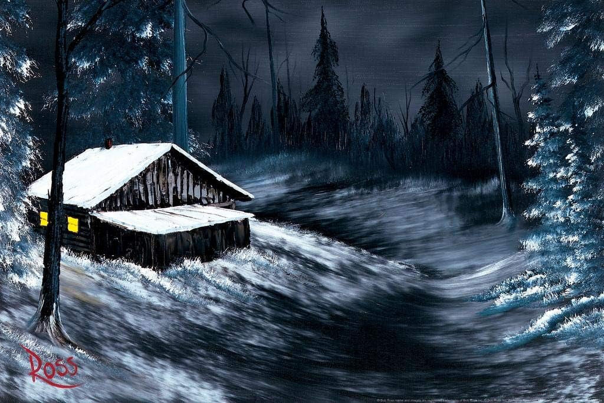 YCCJ-Bob Ross Winter Night Art Print Painting Bob Ross Poster Bob Ross ...