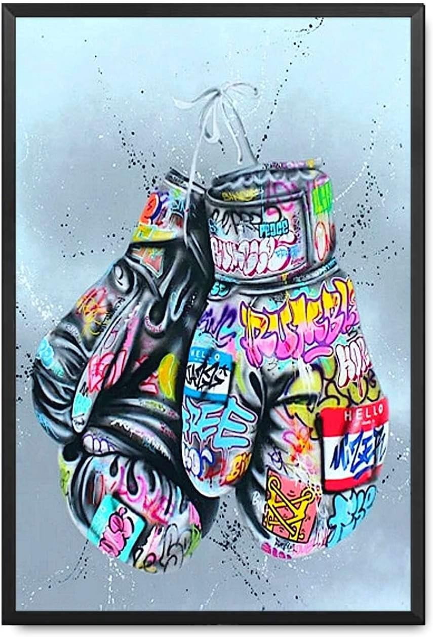 YCCJ-Canvas Painting Wall Picture Printing Boxing Gloves Graffiti ...
