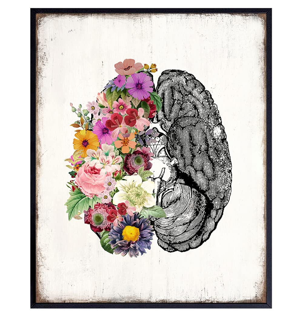 YCCJ-Flower Brain Wall Art & Decor - Vintage Human Anatomy Poster 8x10 ...