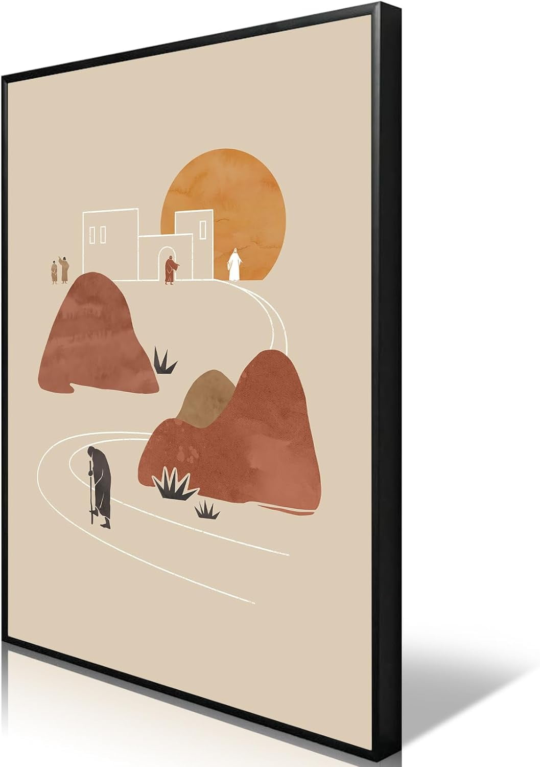 YCCJ-Framed Modern Minimalist Jesus Canvas Wall Art Abstract Prodigal Son Parable Posters for ...