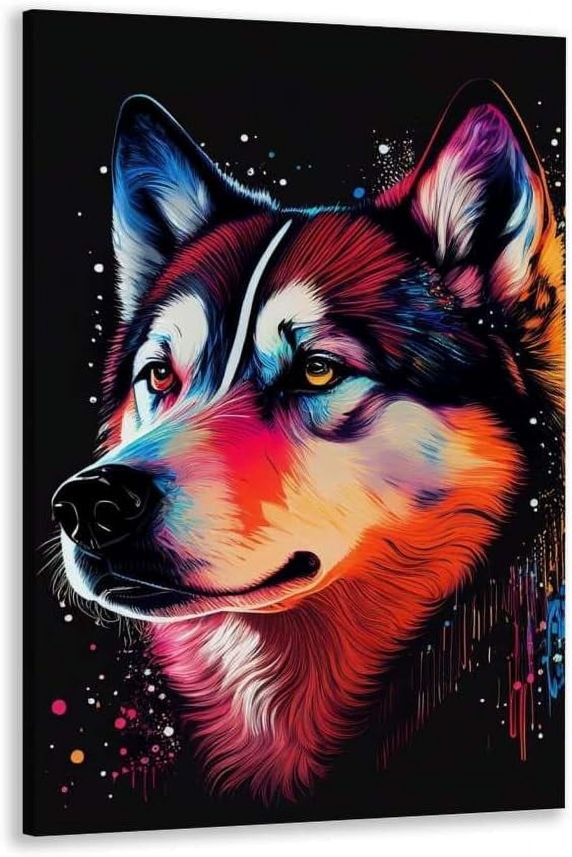 YCCJ-Husky Color Funny Dog Posters watercolor Wall Art Abstract Animal ...