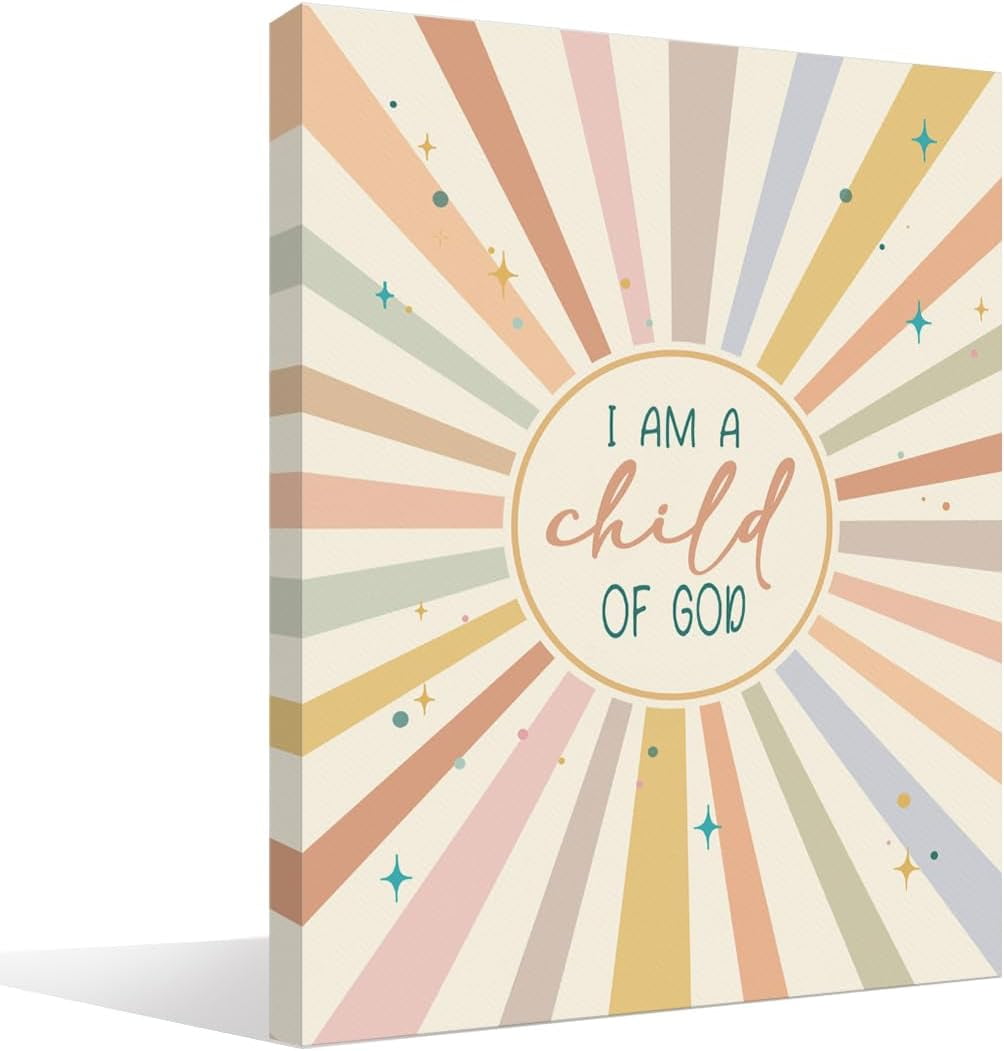 YCCJ-I am A Child of God,Boho Rainbow Wall Art,Kids Nursery Wall Art ...