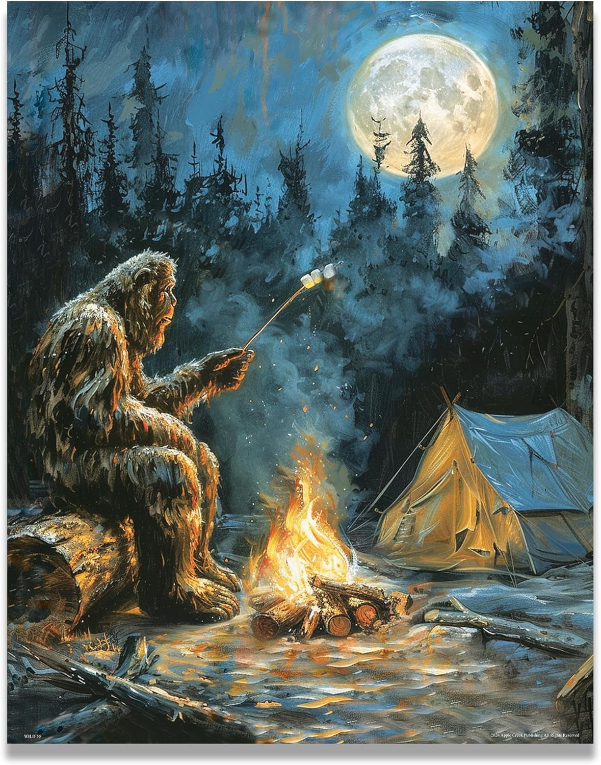 YCCJ-Midnight Visitor Bigfoot Poster Sasquatch Decor Bigfoot Artwork ...