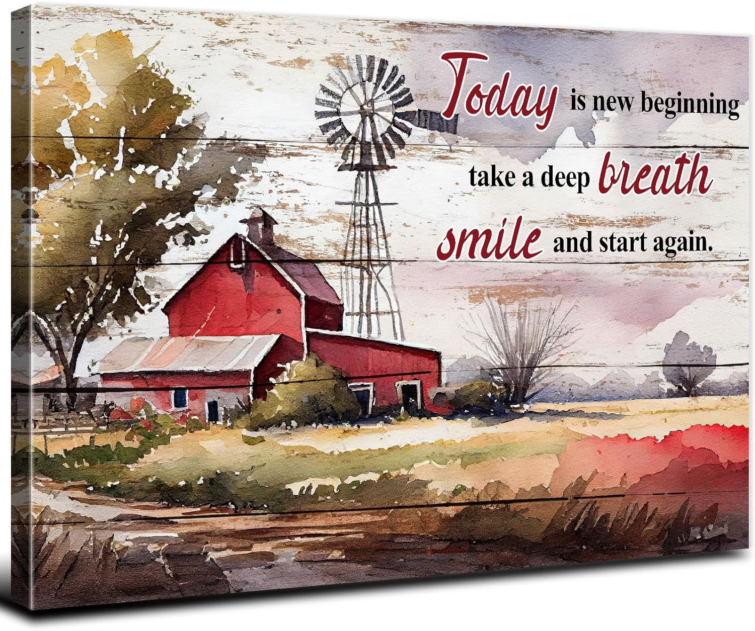 Red Barn Wall Art Farmhouse Pictures Wall Decor Rustic Watercolor Barn ...