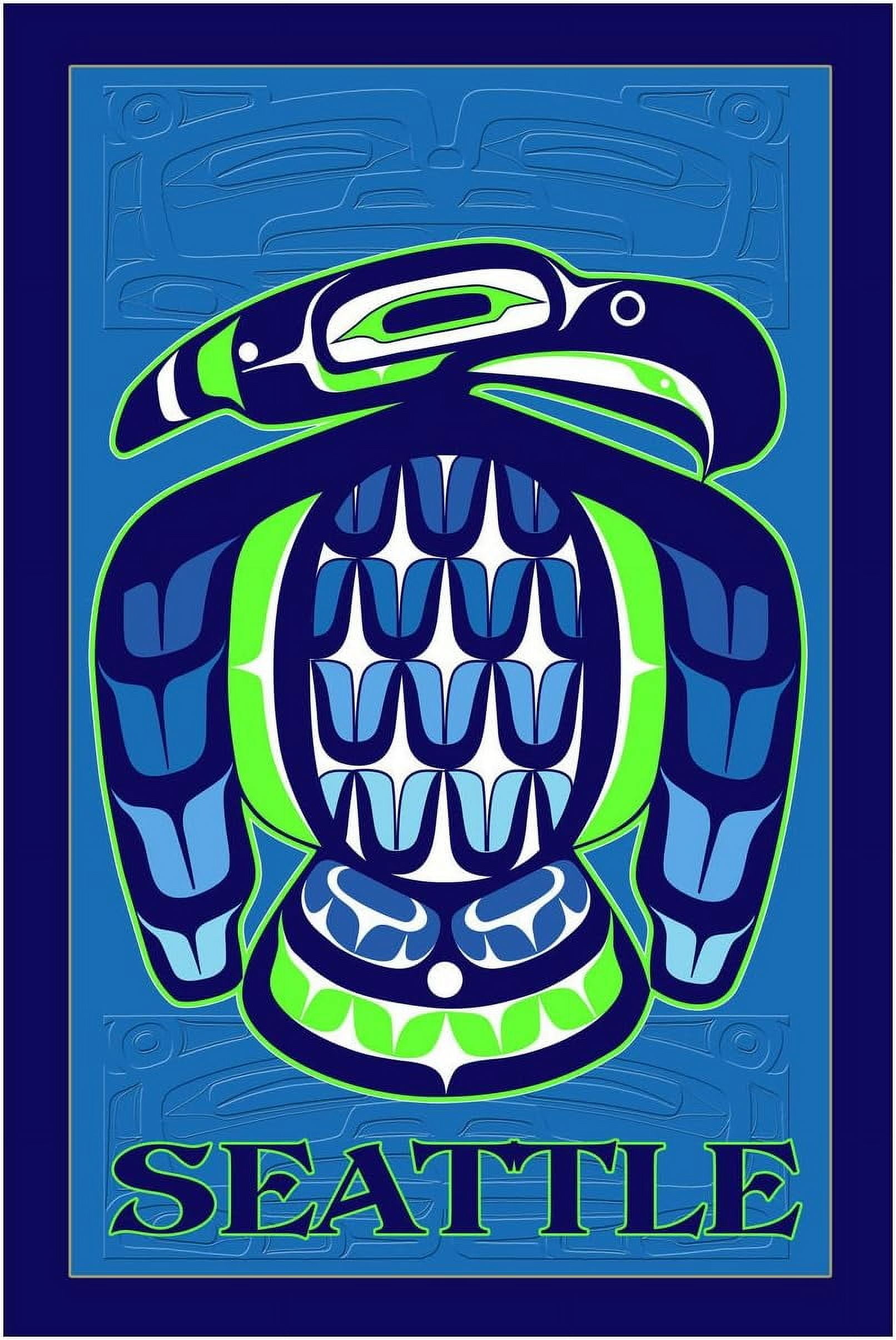 YCCJ-Seattle Seahawk Giclee Art Print Poster from Original Illustration ...