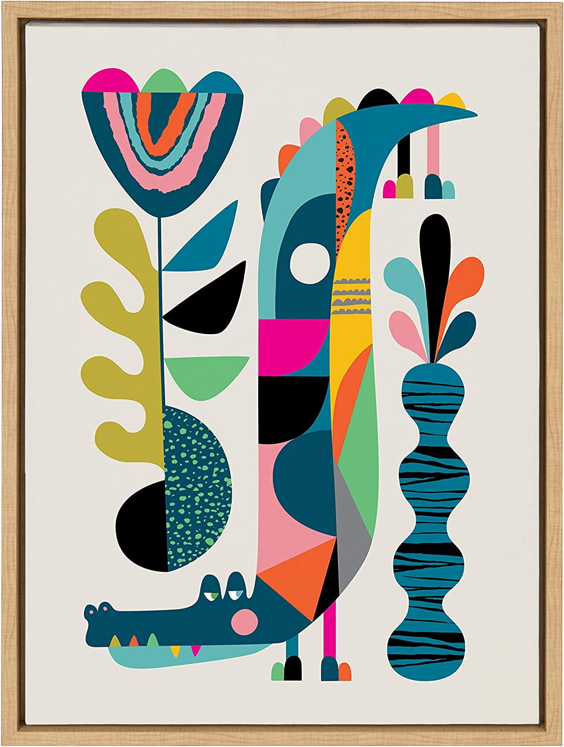 YCCJ-Sylvie Mid-Century Crocodile Unframed Canvas Wall Art by Rachel Lee of My Dream Wall, 18x24 ...