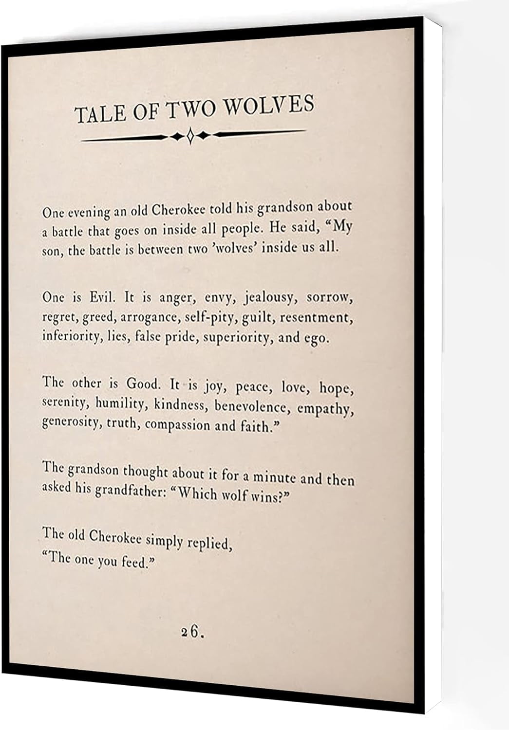 YCCJ-Tale Of Two Wolves Canvas Wall Art,Cherokee Tale Poster,Native ...