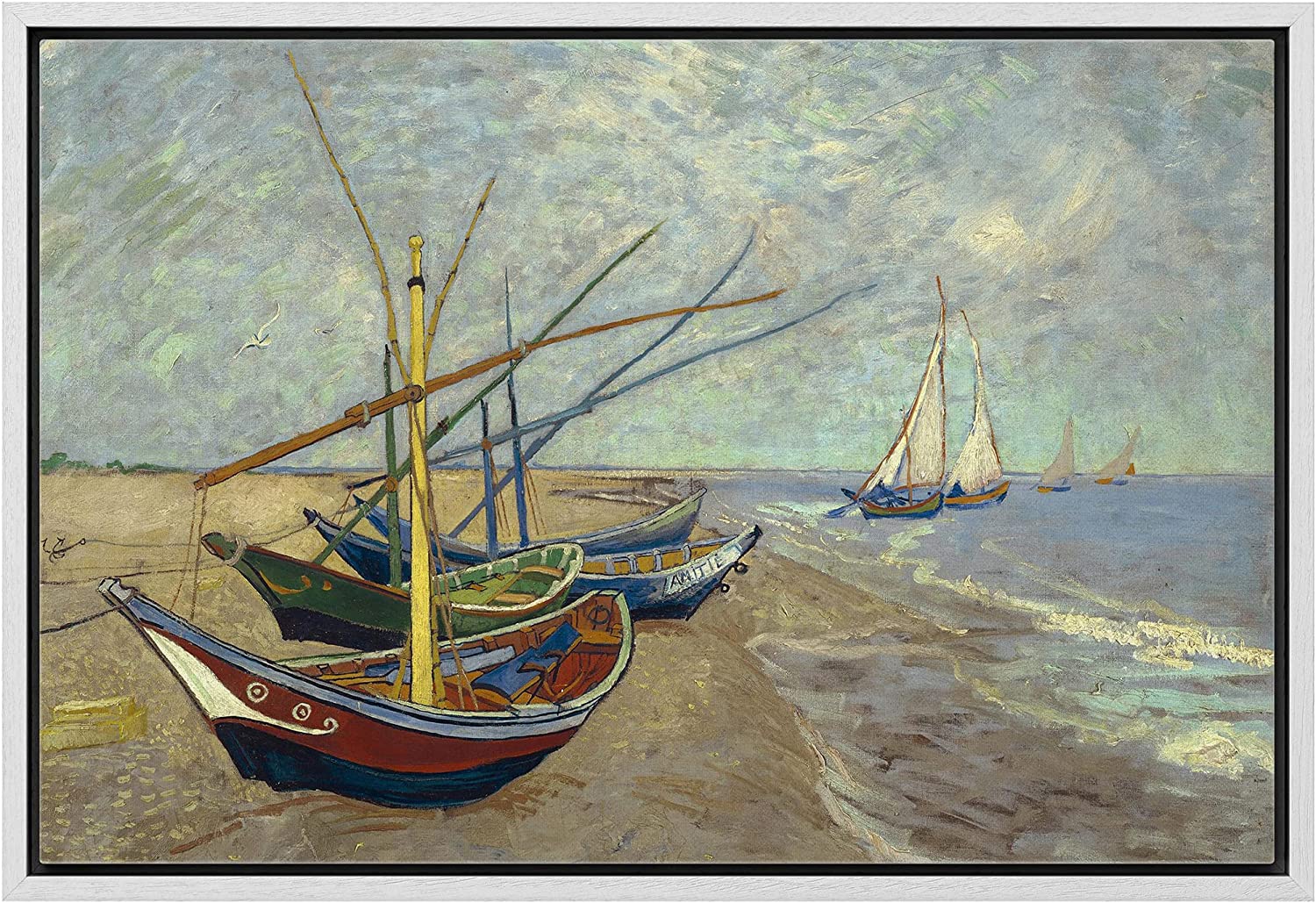 YCCJ-Unframed Canvas Print Wall Art Fishing Boats on The Beach by ...