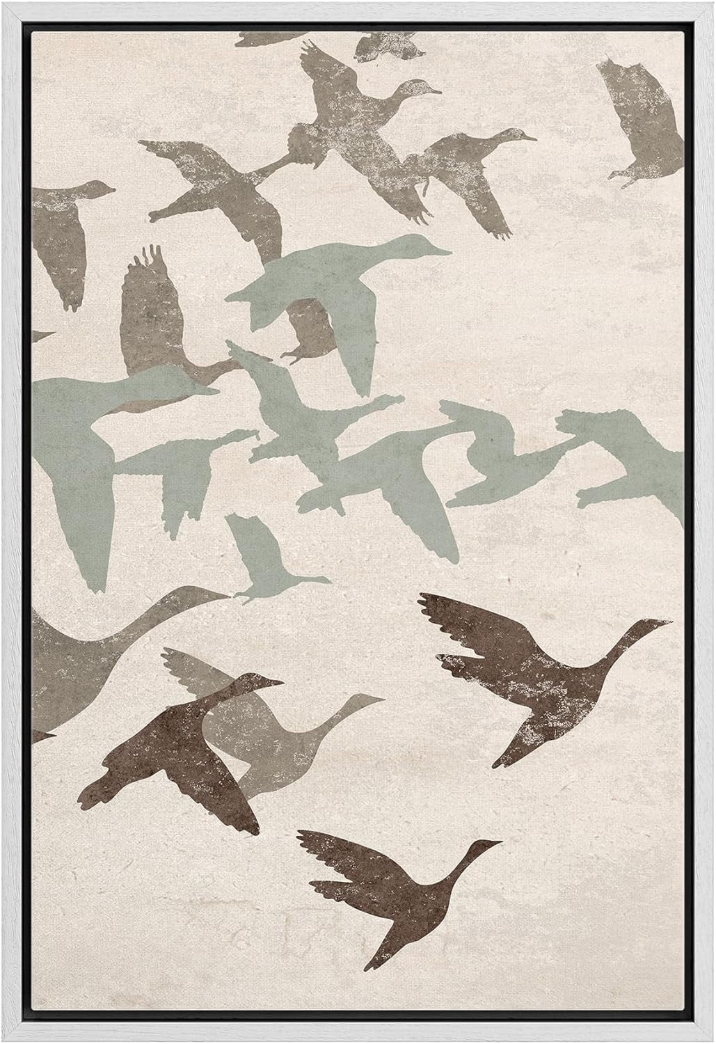 YCCJ-Unframed Canvas Print Wall Art Geese Flock in Neutral Tones ...