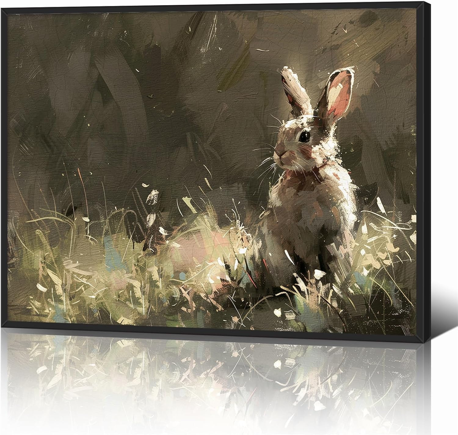 YCCJ-Vintage Easter Bunny Canvas Wall Art, Antique Spring Rabbit ...