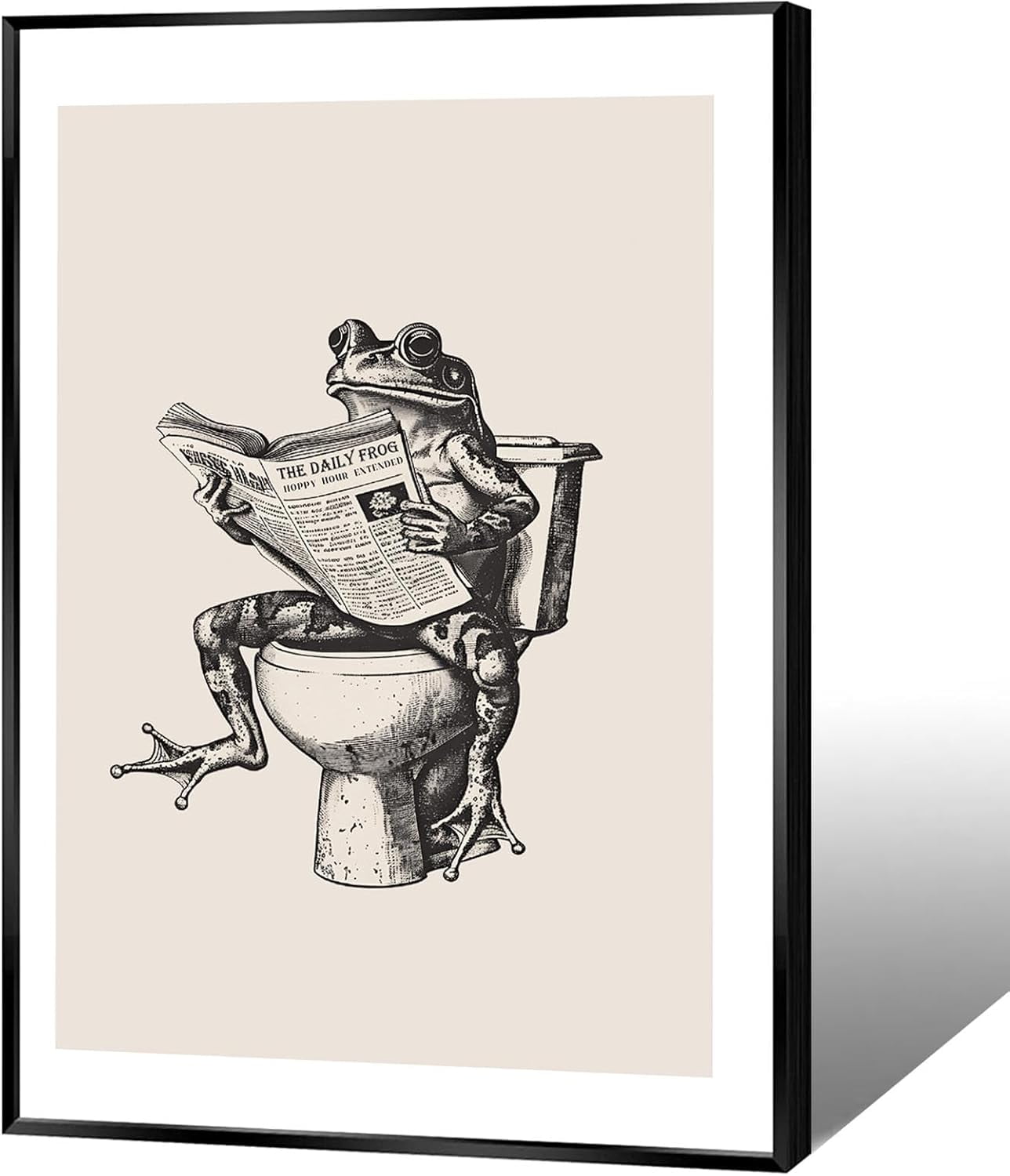 YCCJ-Whimsical Retro Frog Poster Frog On Toilet Eclecticwall Decor ...