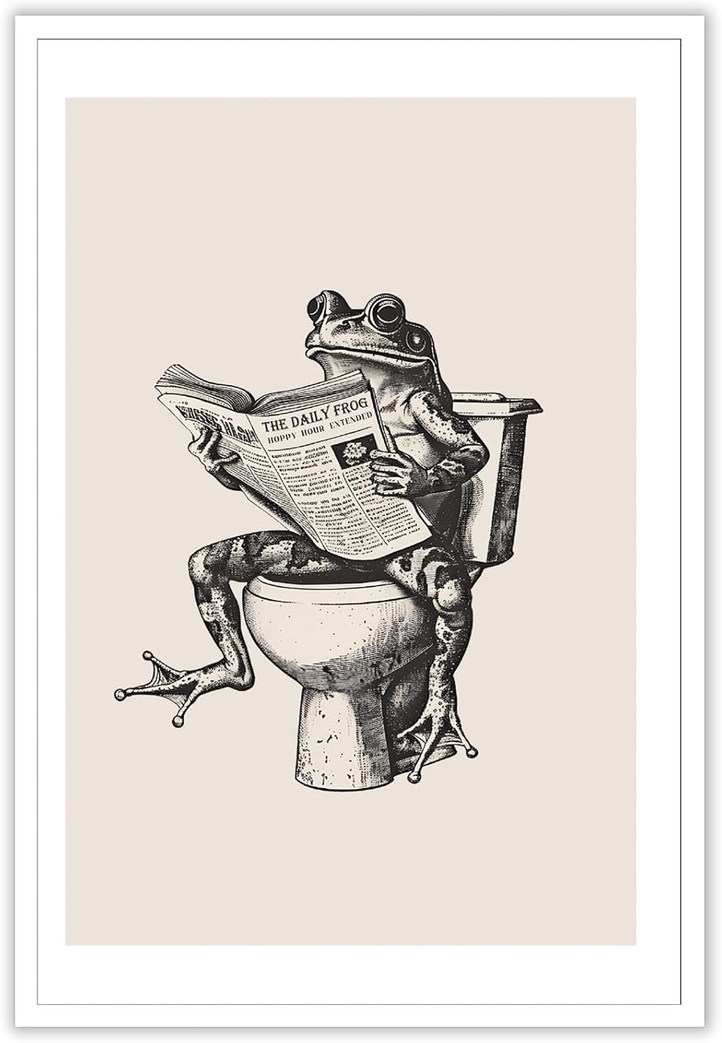 YCCJ-Whimsical Retro Frog Poster Frog On Toilet Eclecticwall Decor ...