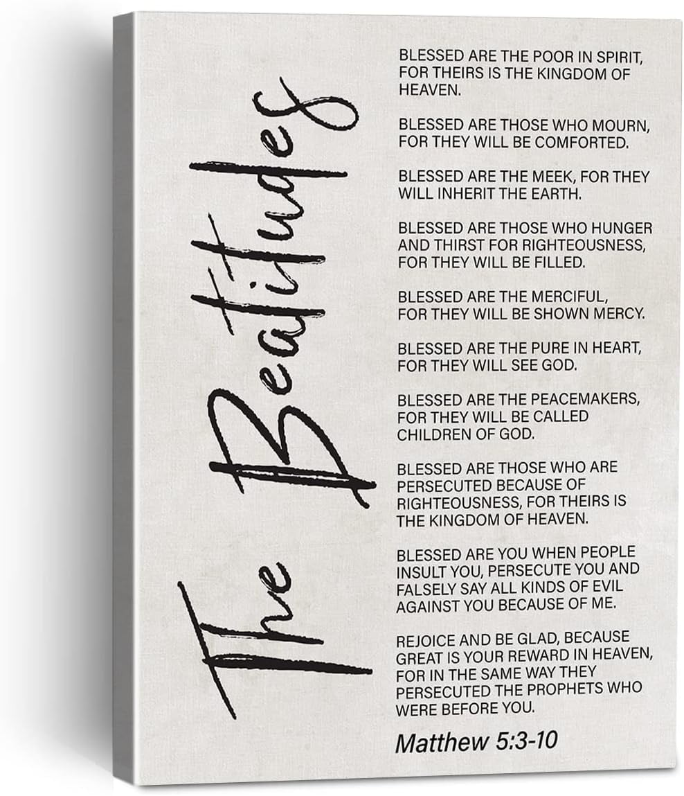 YCCJ-the Beatitudes Bible Verse Canvas Painting Unframed Wall Art Decor ...