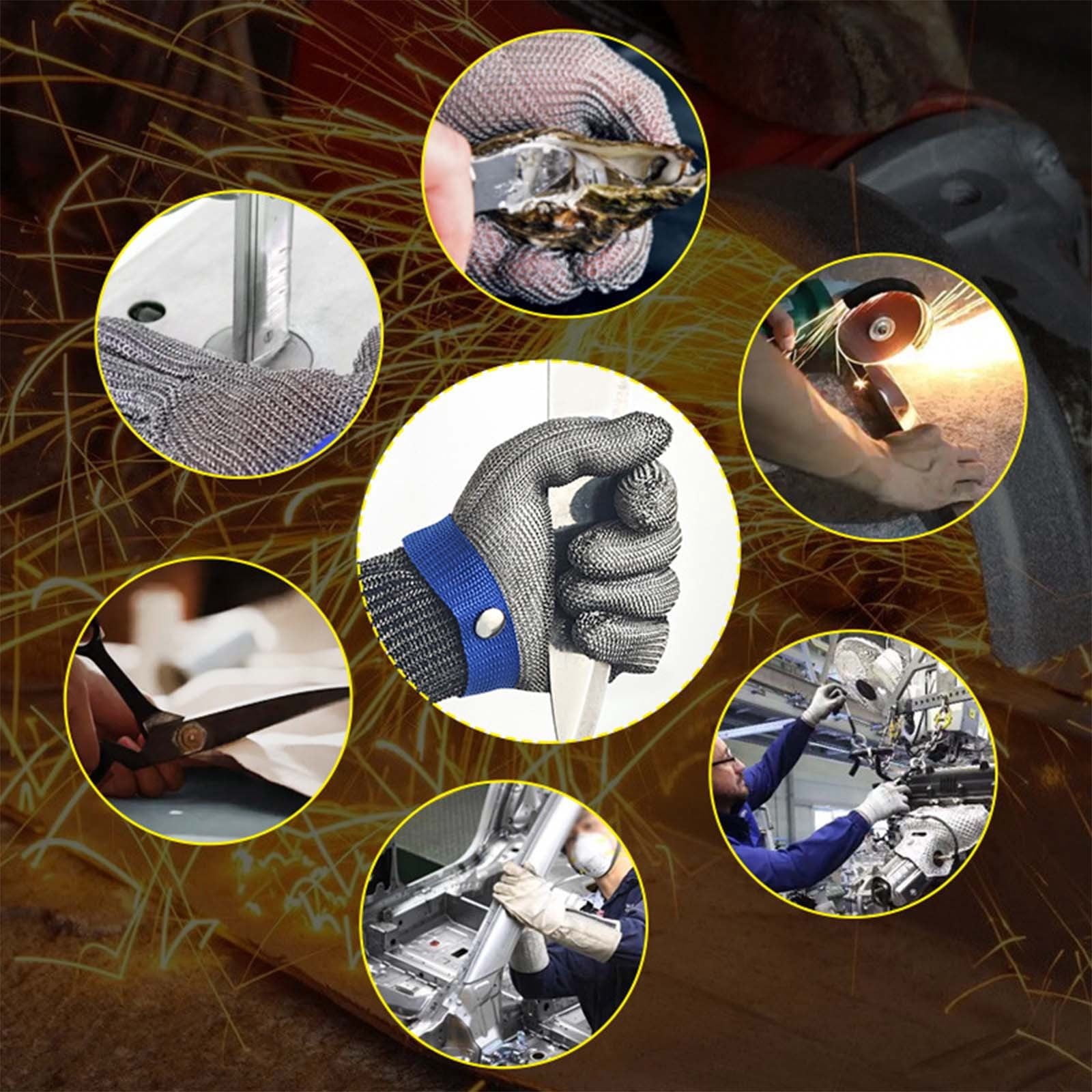 YCCMML A9 Cut Resistant Gloves, Stainless Steel Chainmail Metal Gloves ...