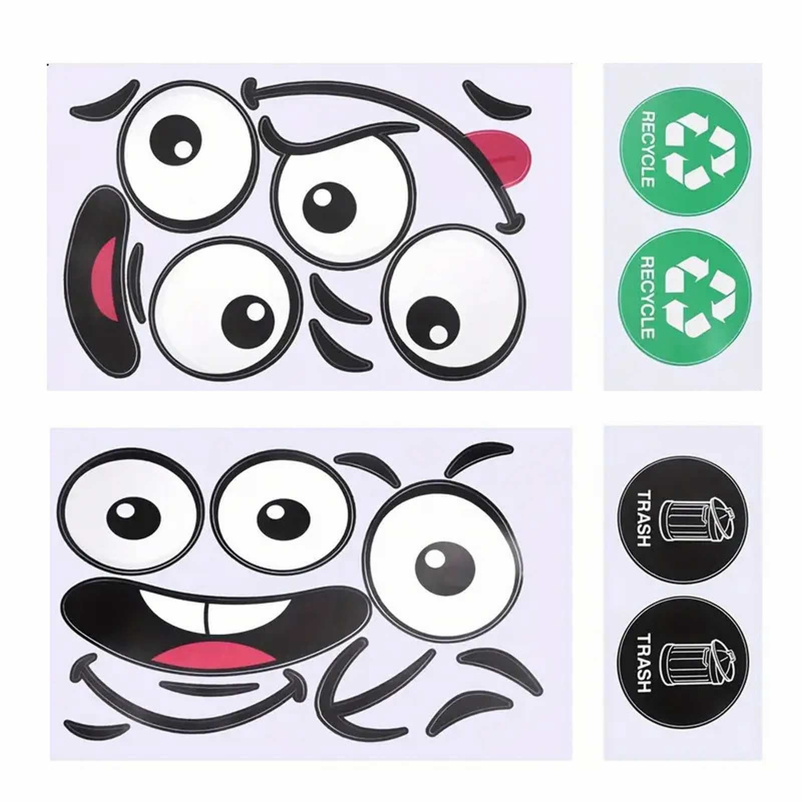 YCCMML Funny Cartoon Face Stickers for Trash Cans, Vinyl Decals for ...